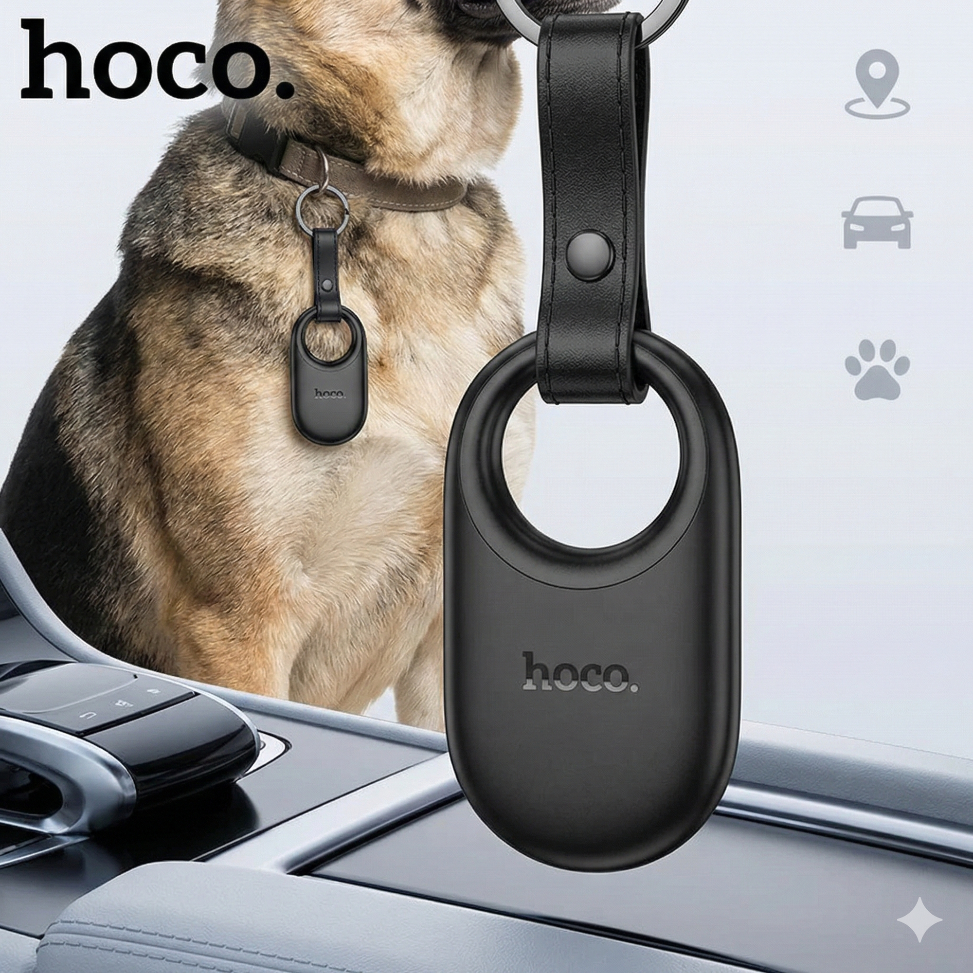 Умный GPS-Трекер Hoco E94 Positioning, для Apple, чёрный, для авто и животных