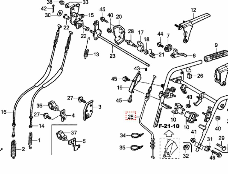 Тросик подъема ковша снегоуборщика Honda HSS760/HSS970 ETS; Артикул Honda: 54620V04B30 (Оригинал)