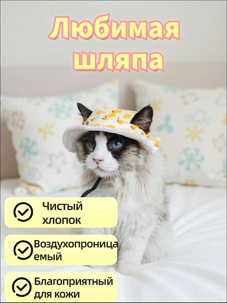 Шапочка 14 г, для домашних животных, летняя, жёлтая, полиэстер
