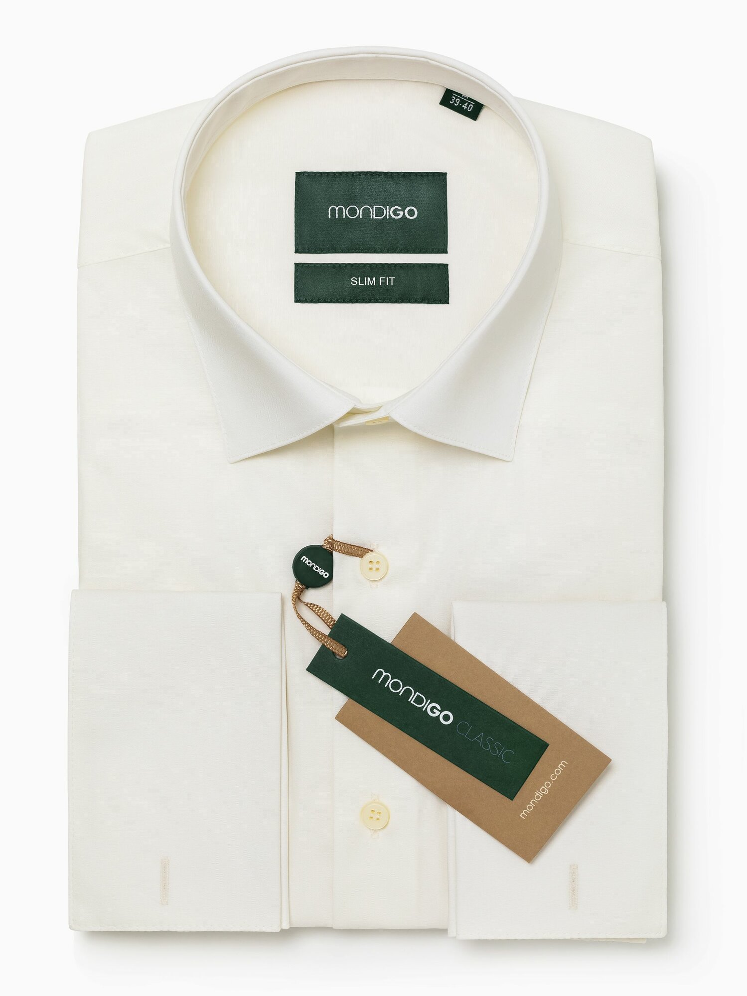 Рубашка под запонки приталенная SLIM FIT с длинным рукавом
