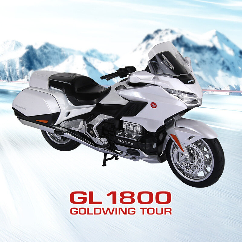 Модель мотоцикла Honda Goldwing 1:9, легированный металл, звук и свет, игрушка для мальчика 7+