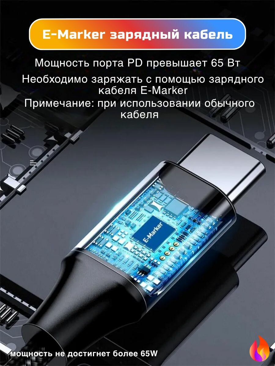 Зарядная станция для быстрой зарядки GaN мощностью 210 Вт 4 порта USB-C, 1 порт USB-A / поддержка PD 45 Вт + QC 3.0 Подходит для мобильных телефонов, ноутбуков, планшетов домашнего офиса/WLX-60E