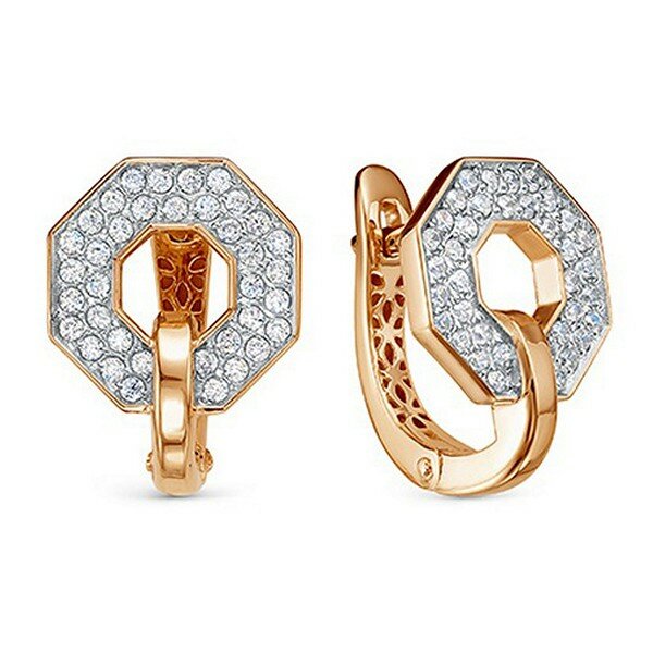 Серьги, красное золото, 585 проба, фианит