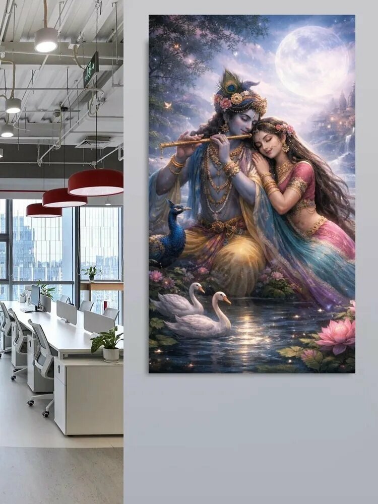 Картина "Картина на холсте Кришна и Радха 50 х 90" 50x90 см