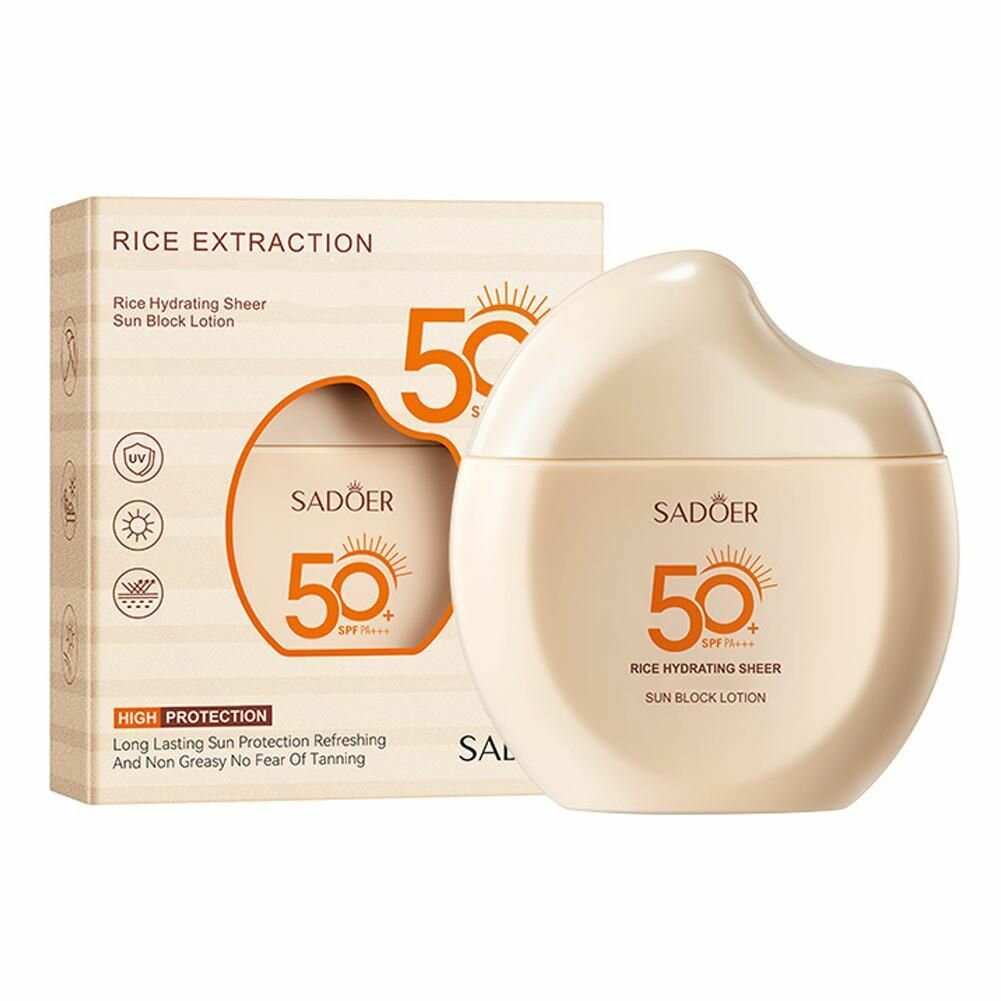 Солнцезащитный крем для лица SADOER с экстрактом риса SPF50+ 60г