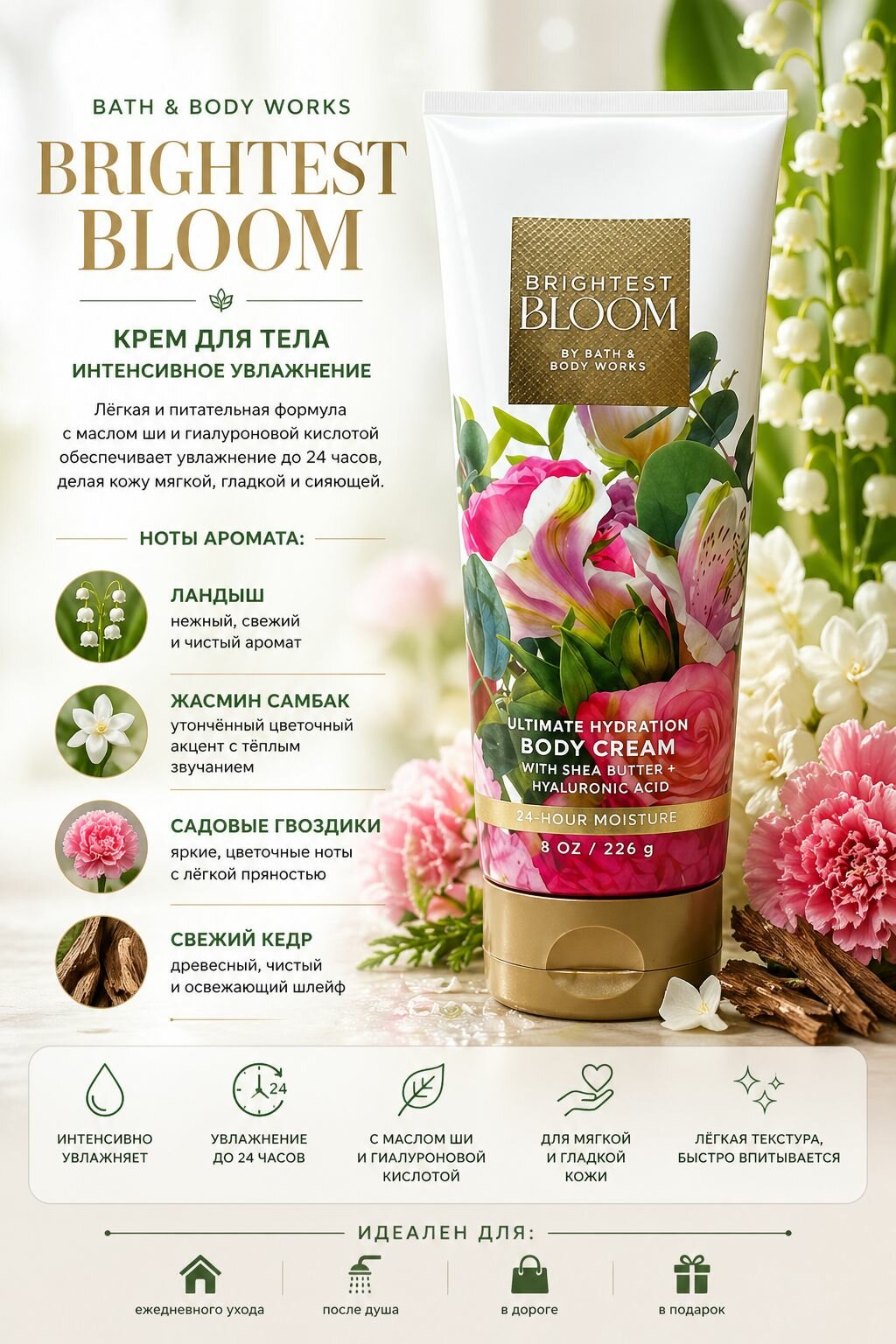 Парфюмированный крем для тела Bath & Body Works Brightest Bloom Body Cream