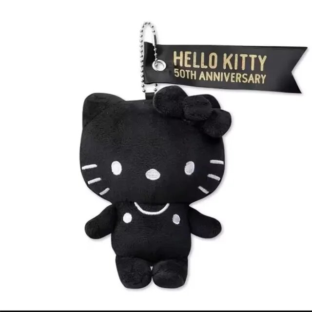 MINISO Новый очаровательный кулон Hello Kitty в черно-белом цвете, выпущенный ограниченным тиражом к 50-летию бренда, для девочек, а также брелок в виде плюшевой куклы KT в форме сердца,