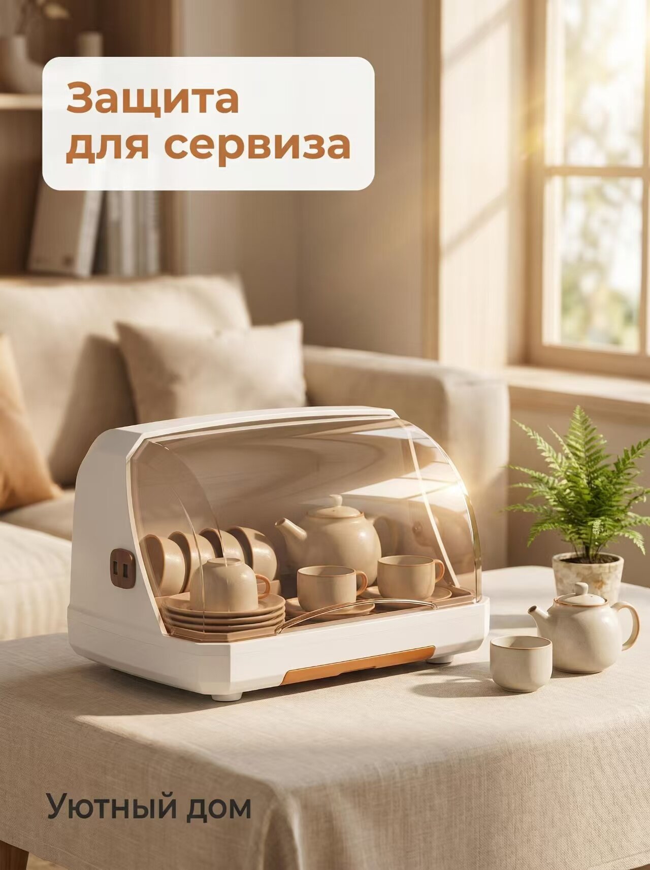 Коробка для хранения стаканов и посуды с герметичной крышкой, для кухни бело-оранжевыйХранение и организация