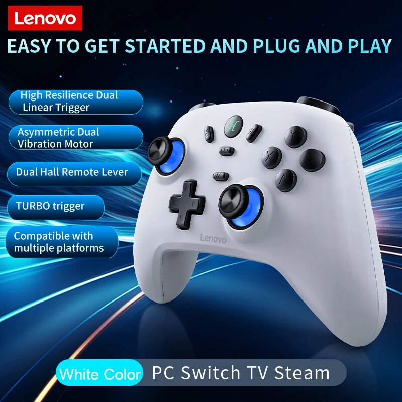 Lenovo S07 Белый геймпад для PC, Switch, TV, Steam