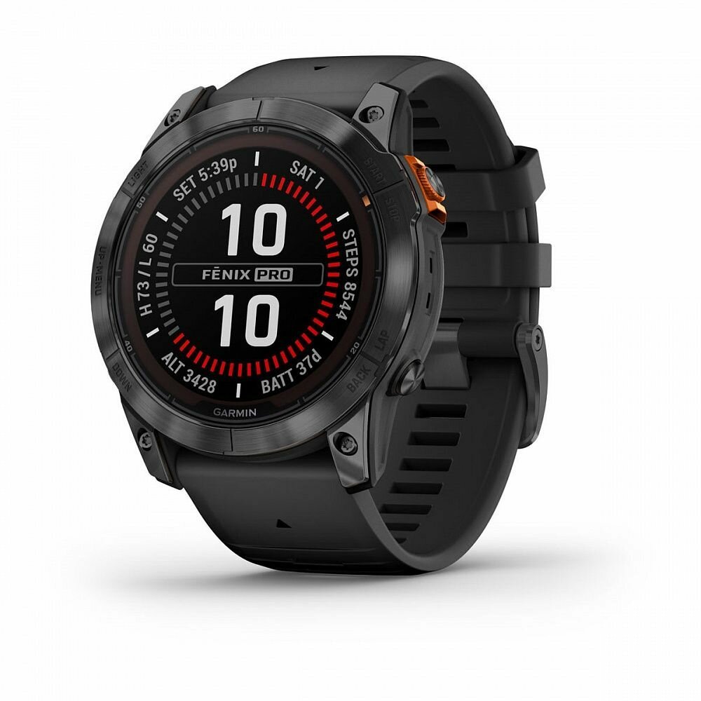 Часы Garmin FENIX 7X PRO Solar Edition 010-02778-01 серый корпус и черным ремешком