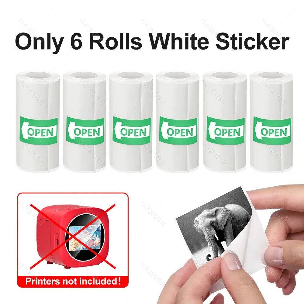 6 рулонов белых наклеек Only 6WH Sticker