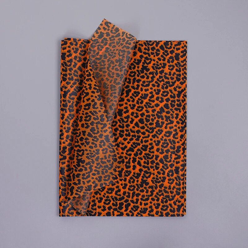 Бумага для обертывания зебра леопардовый принт Leopard-Orange-50x35