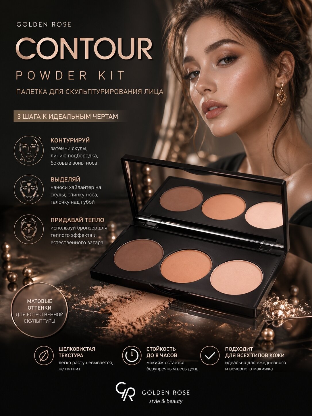 Golden Rose набор для контурирования лица Contour Powder Kit