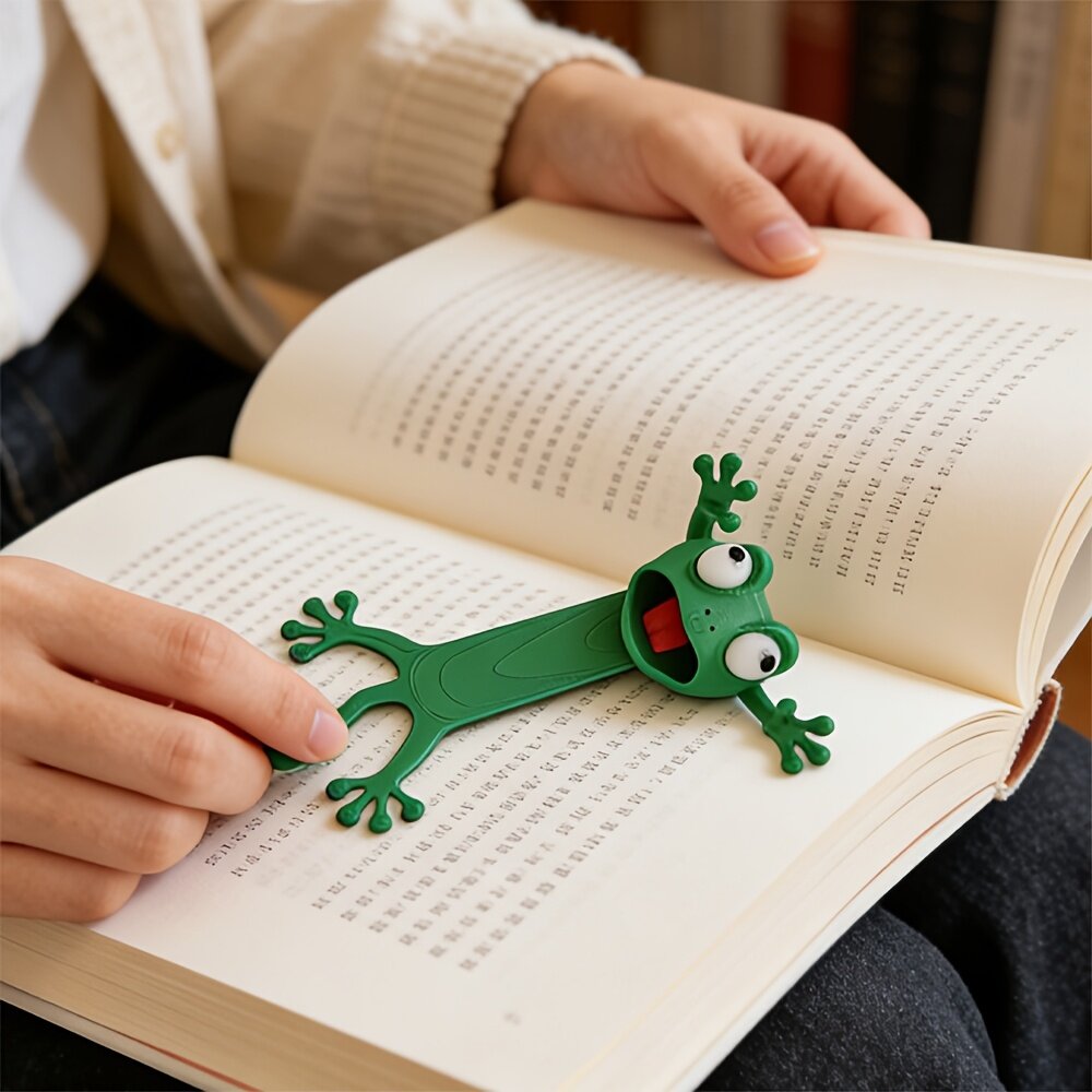 Креативная 3D стереоскопическая закладка для книг в виде ленивой лягушки, зеленая, 1 шт.