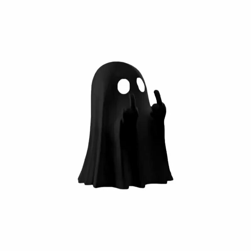 Статуэтка призрака с показывающим средний палец пальцем Черный, Black