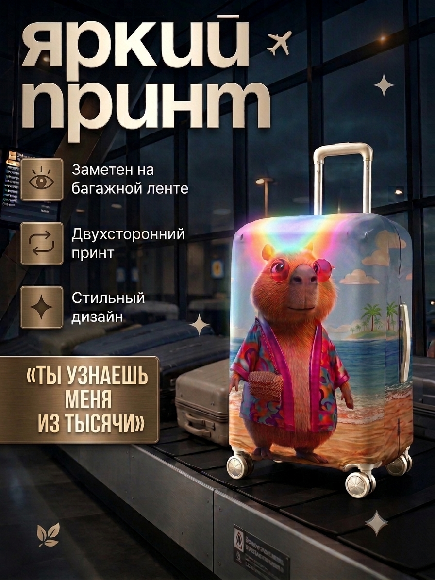 Чехол для чемодана , размер M, бежевый — фото 1