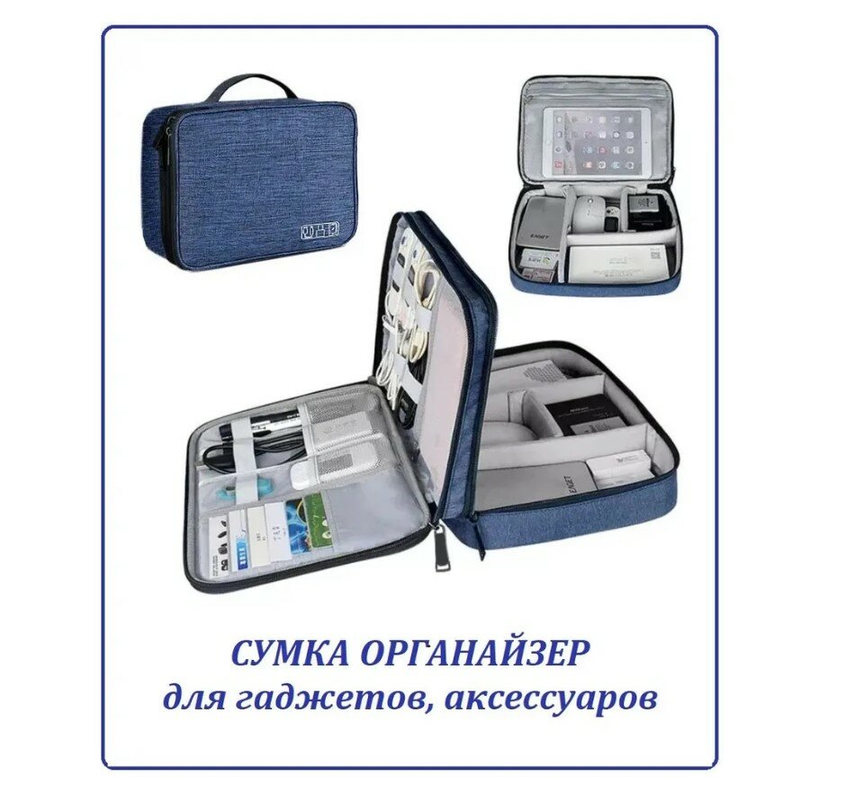 Органайзер Morento для хранения электроники, аксессуаров и проводов синий