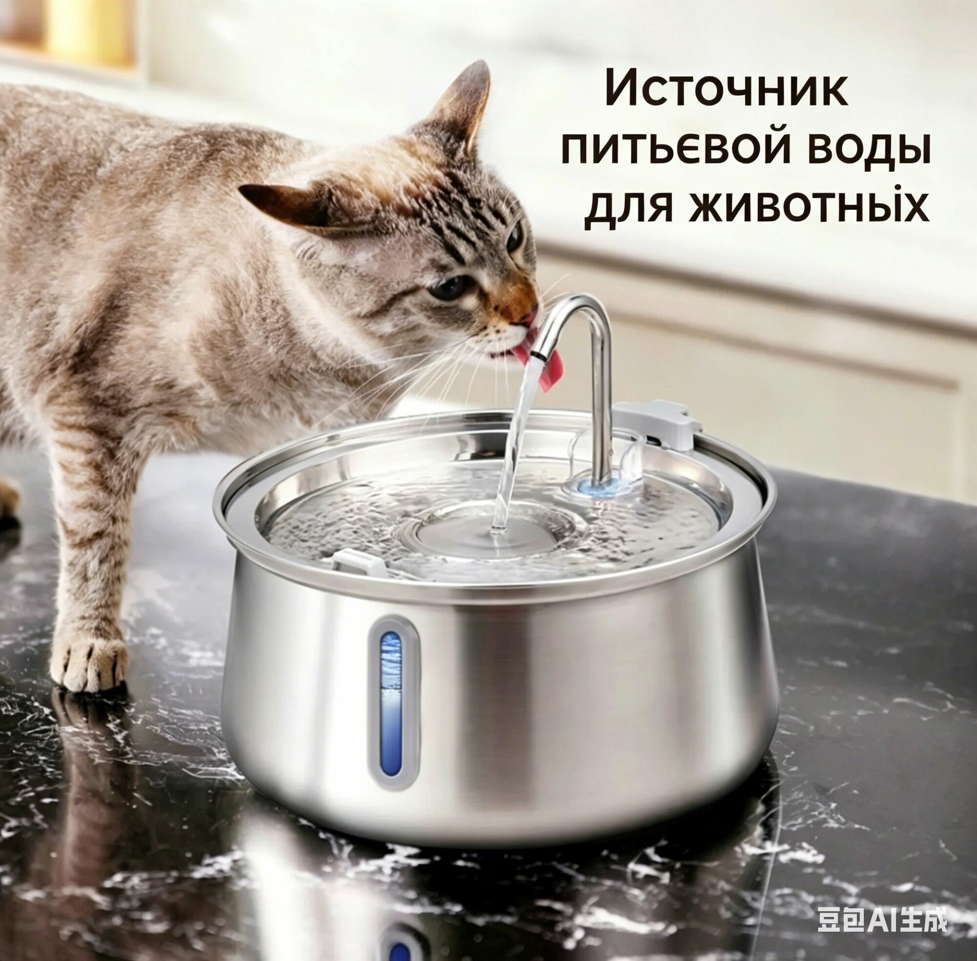 Напольный питьевой фонтан для животных из нержавеющей стали с окном, автоматической фильтрацией и очисткой воды, без адаптера, для кошек