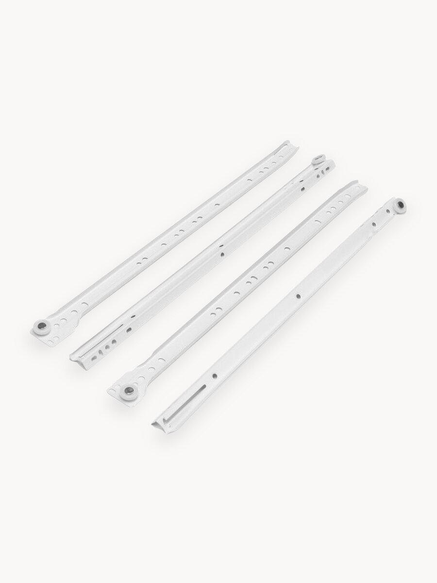 Роликовые направляющие тундра, L=450 мм, толщина 0,8 мм, белые, 2 шт.
