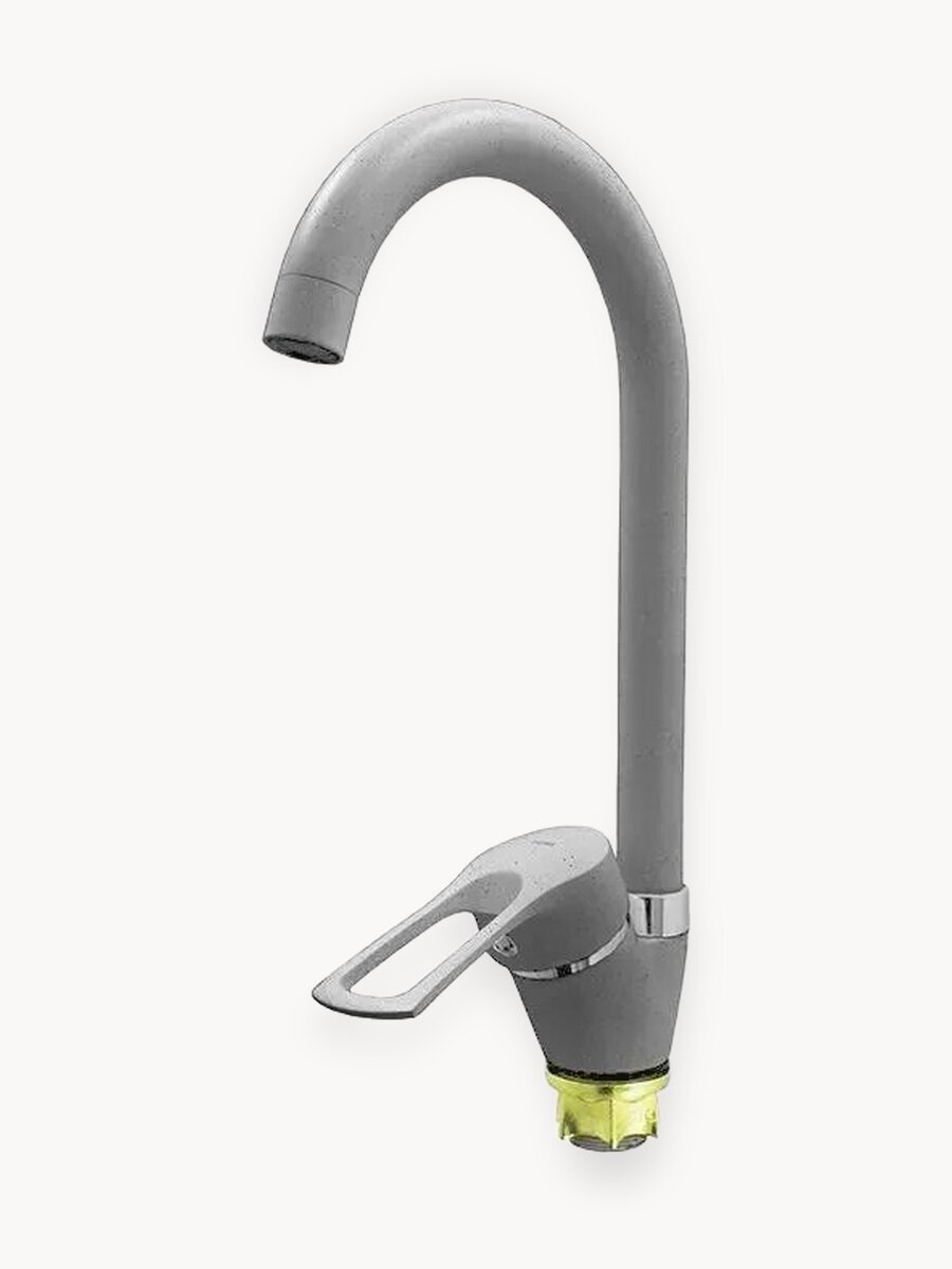 Смеситель для кухни с высоким изливом/ кран для кухни DIONIS DNE8-A-MA-305, цвет: светло-серый гранит. Без гибкой подводки.