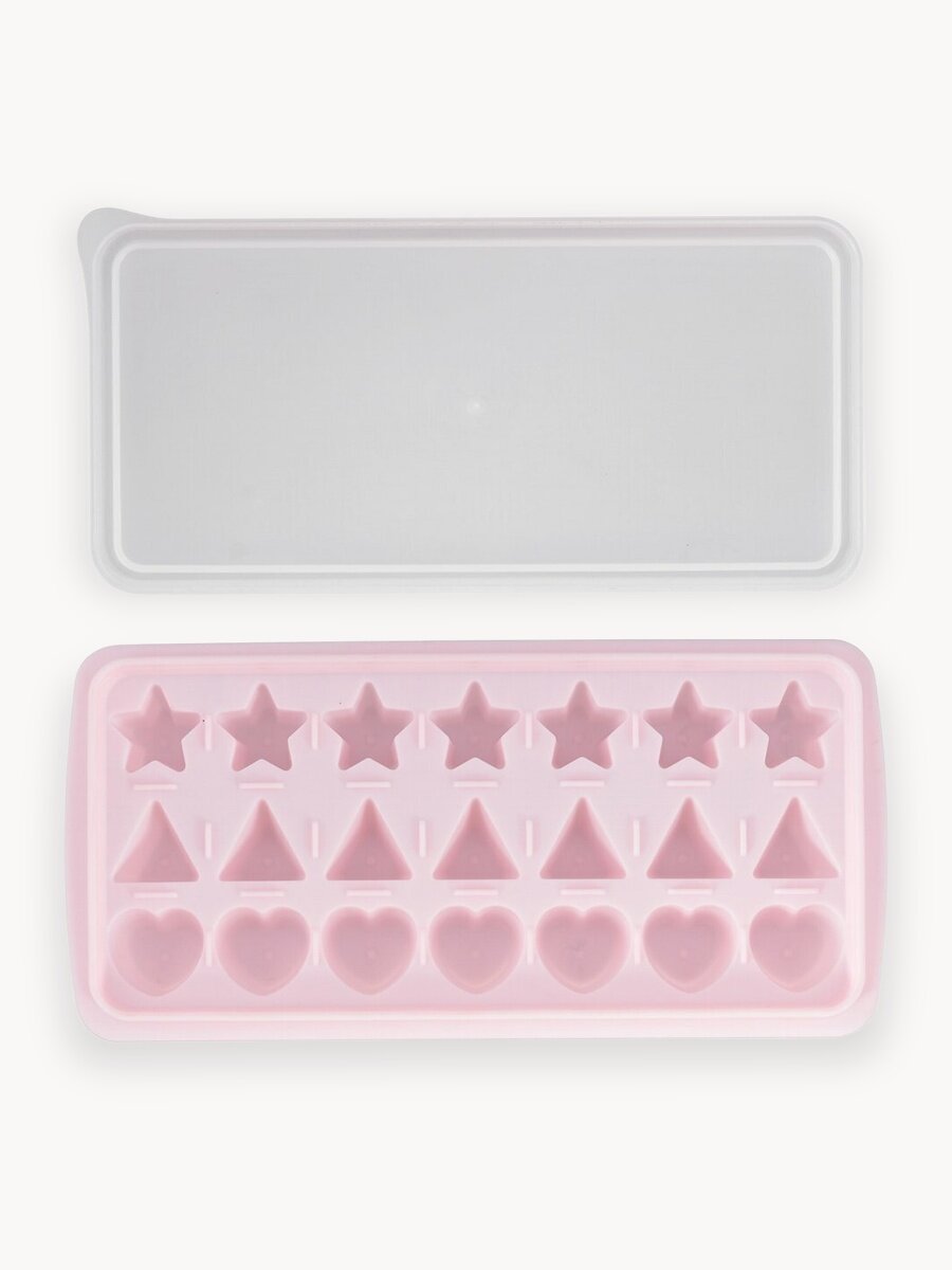 Форма для льда "Мозаика", пластик, 21 ячейка фигурная, с крышкой