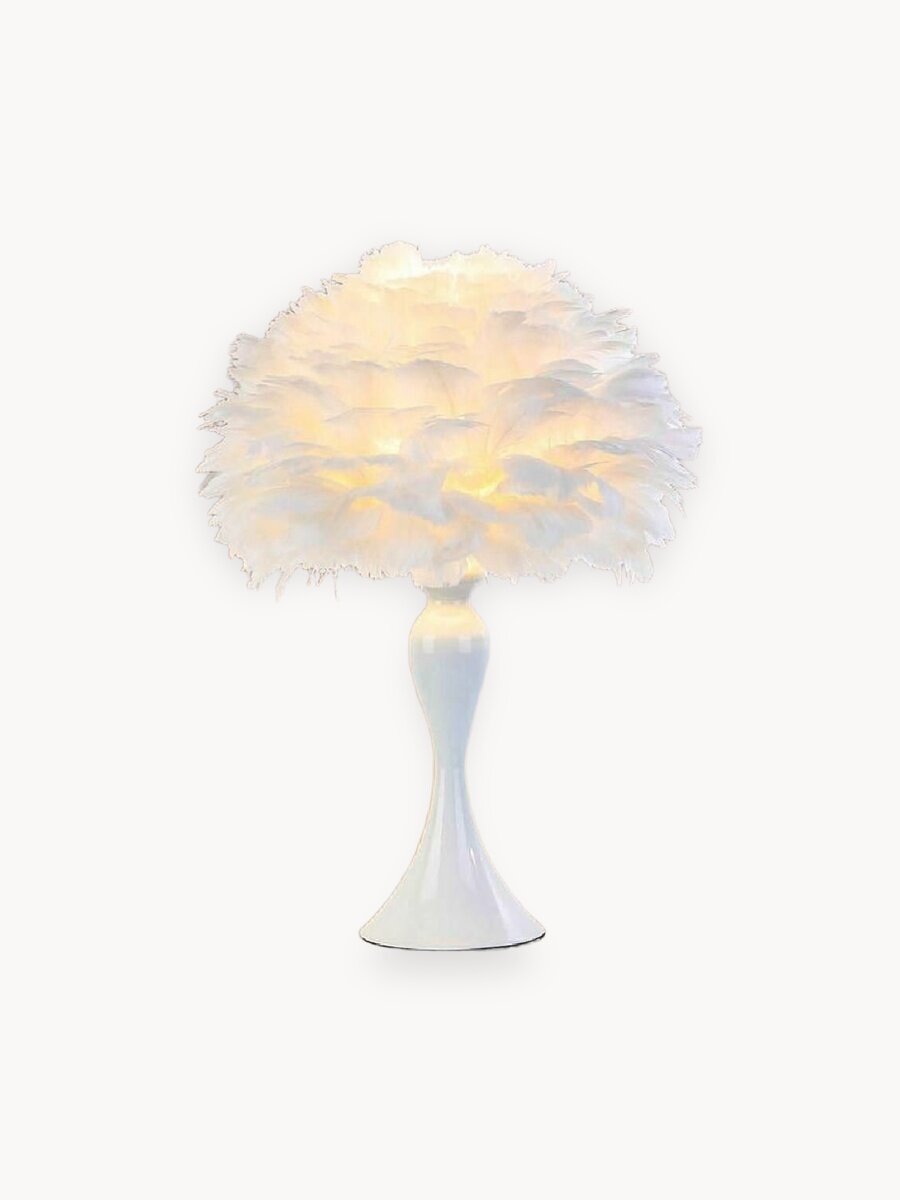 Простая и элегантная настольная лампа с абажуром из перьев zq