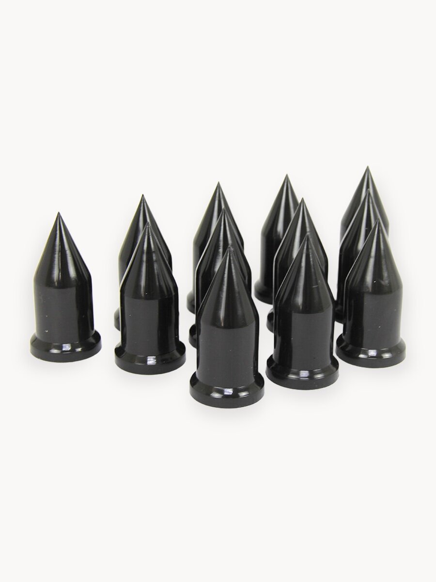 Колпачки на колесные гайки "Пики" для Газель 3302, Next, NN, М18, под 27 ключ - 12 шт. (черный)