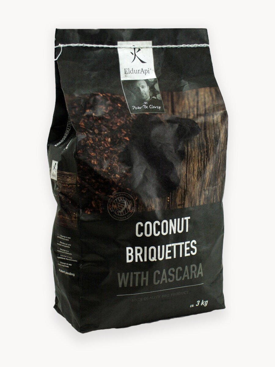 Угольные брикеты кокосовые натуральные EldurApi с добавлением Cascara