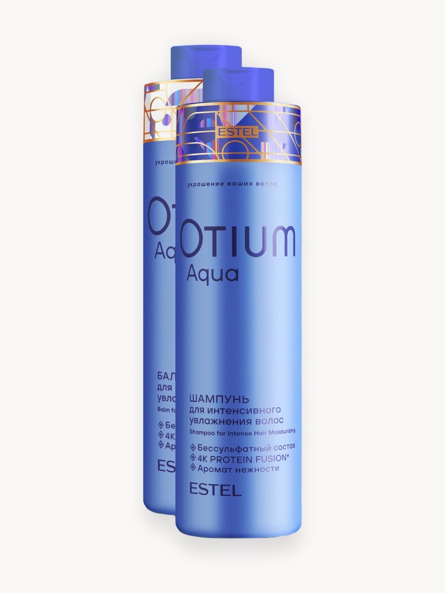 Набор для интенсивного увлажнения волос ESTEL PROFESSIONAL Otium Aqua: бессульфатный шампунь и бальзам, 2*1000 мл