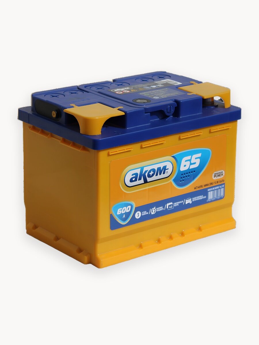Аккумулятор AKOM 65 Ач 600 А (242х175х190) обратная полярность
