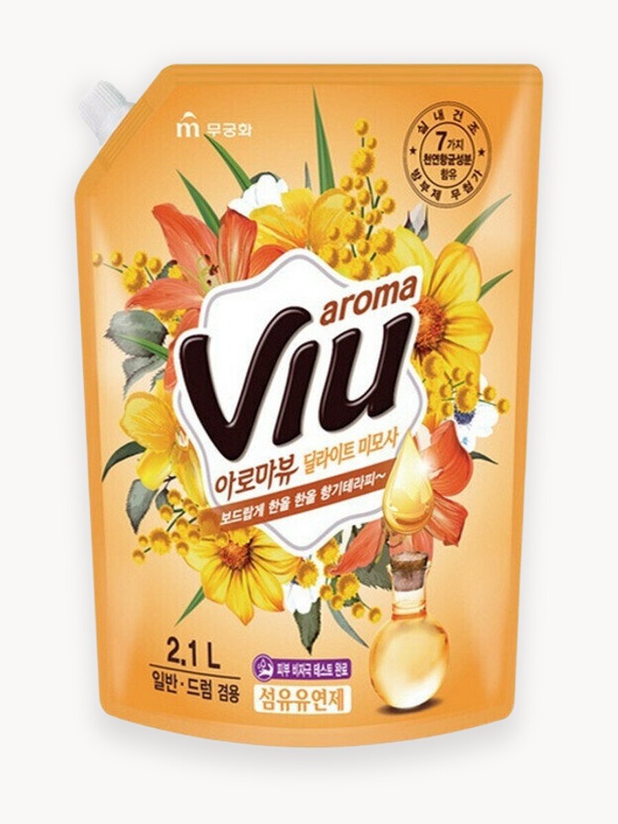 MUKUNGHWA Антибактериальный ароматизирующий кондиционер с ароматом золотой мимозы, 2,1 л мягкая упаковка