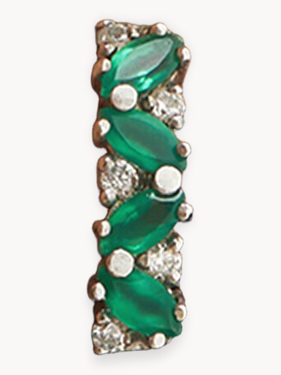 Серьги, серебро, 925 проба, родирование, хризопраз, фианит