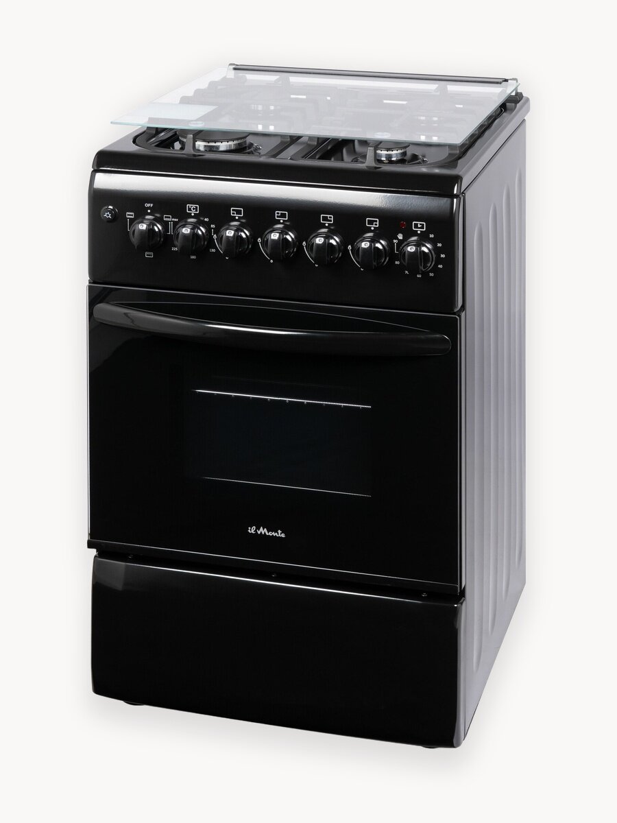 Газовая плита с Электрической духовкой, Ширина 50 см, Газ-контроль, Чугунные решетки, Ящик для посуды, il Monte FO-GE-51F