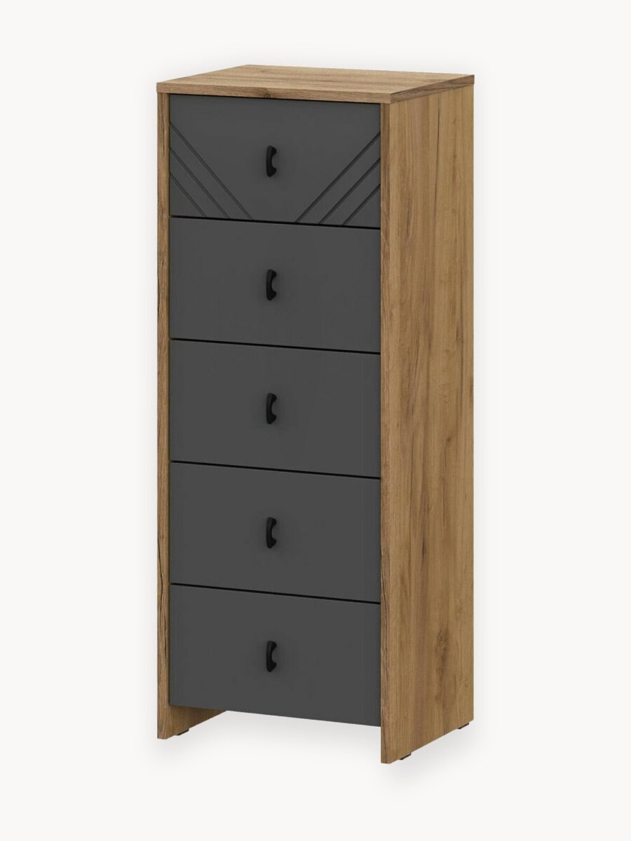 ARNIKA Комод с ящиками для одежды Байкал 40,2х33,1х103 см, Дуб золотой, Графит