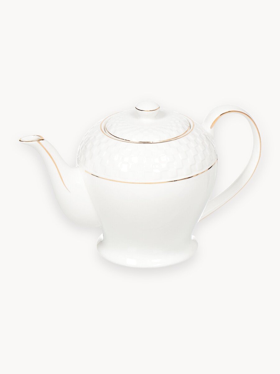 Чайник заварочный керамический Daniks Кембридж 1 л с ситечком, белый, классический дизайн