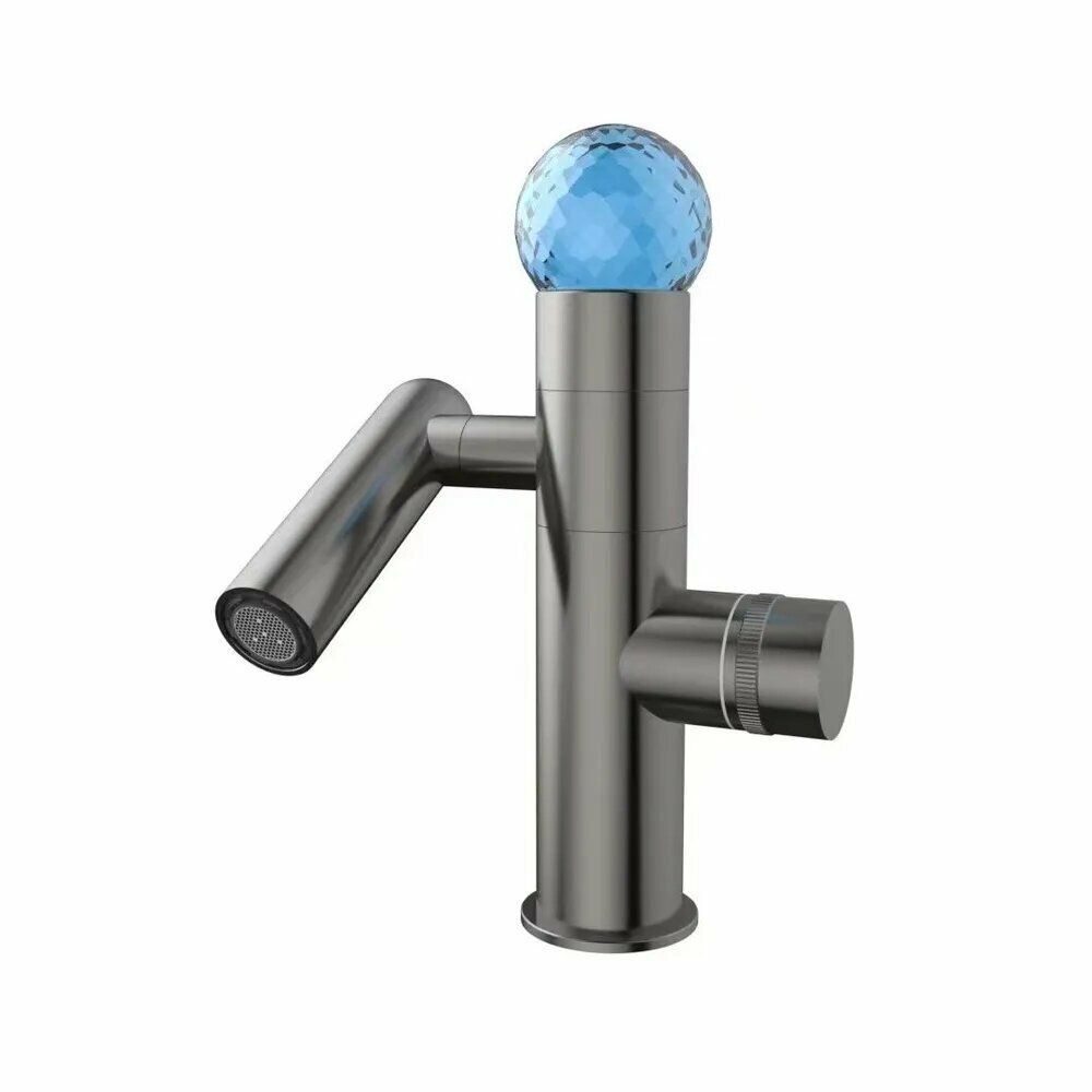 Смеситель для раковины в ванную OPHIROC, 59А Латунь, хрустальный шар, MD003-G, Оружейный серый
