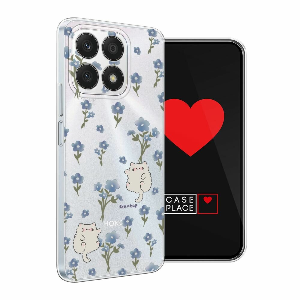 Чехол на Honor X8A / Хонор X8A с принтом "Gentle cats", прозрачный — фото 1