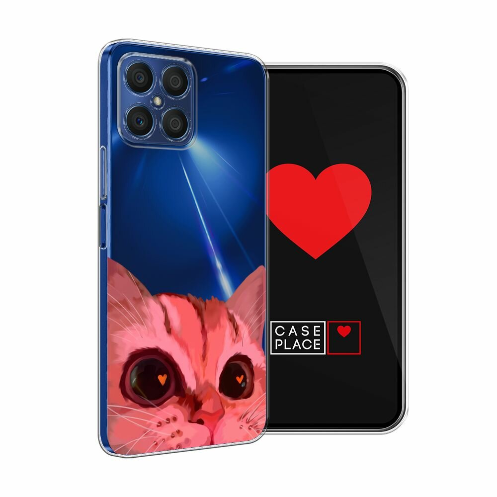Чехол на Honor X8 / Хуавей X8 с принтом "Affectionate cat - 8 марта", прозрачный — фото 1