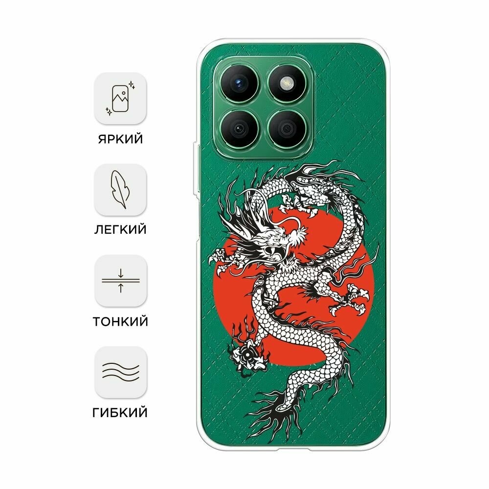 Чехол на Honor X8B / Хонор X8B с принтом "Восходящий дракон", прозрачный — фото 1