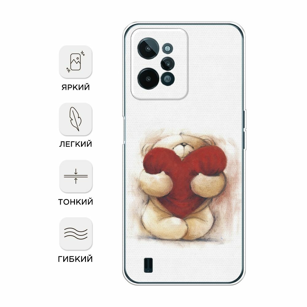Чехол на Realme C31 / Реалми C31 с принтом "Мишка с сердцем 1" — фото 1
