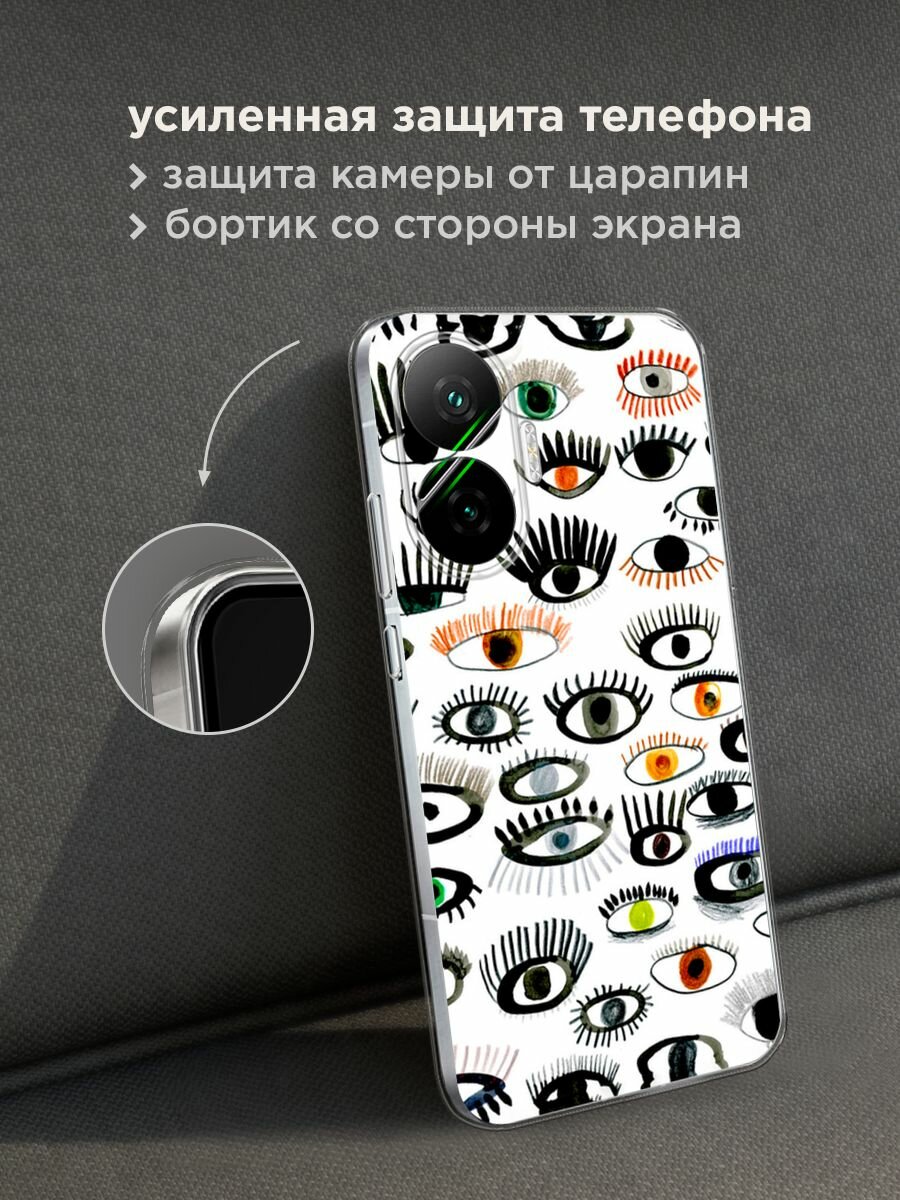 Силиконовый чехол на Poco F7 / Поко F7 с принтом "Глаза акварель" — фото 1