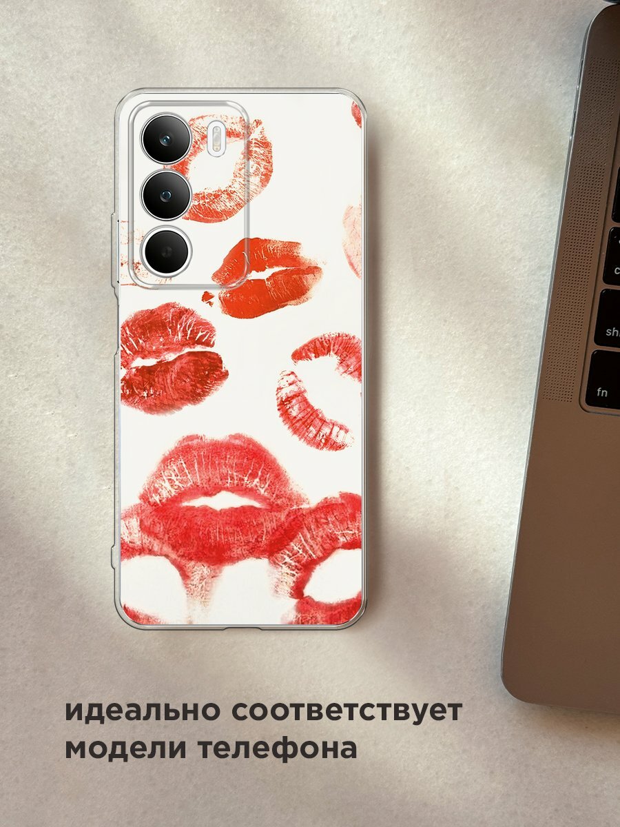 Силиконовый чехол на Realme C71/P3 Lite 4G / Реалми С71/P3 Лайт 4G с принтом Следы помады — фото 1