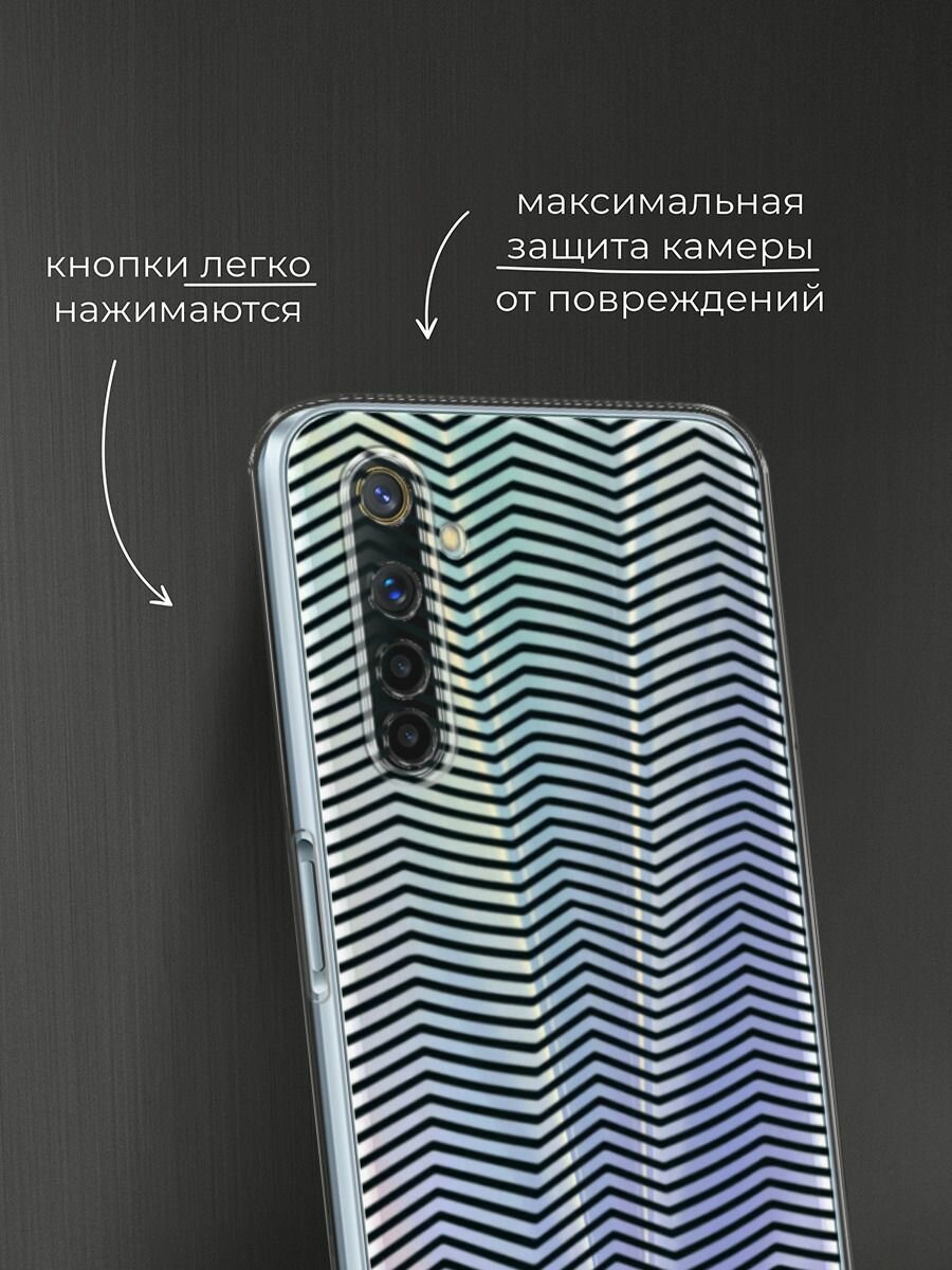 Чехол на Realme 6 / Реалми 6 с принтом "Зрительный обман черный", прозрачный — фото 1