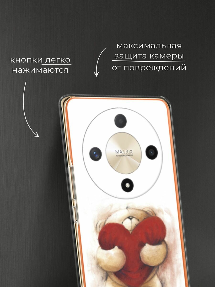 Чехол на Honor X9b / Хонор X9B с принтом "Мишка с сердцем 1" — фото 1