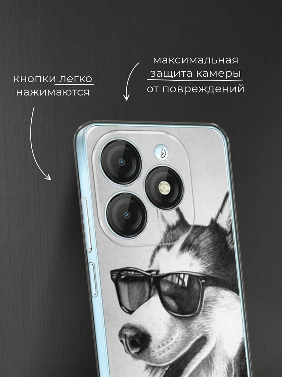 Силиконовый чехол на Itel P55 / Ител Р55 с принтом "Крутой Хаске" — фото 1