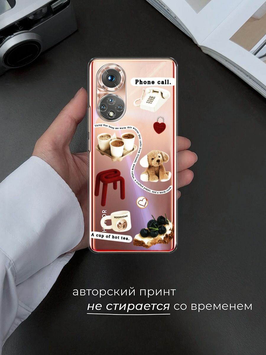 Чехол на Honor 50/Huawei Nova 9 / Хонор 50/Хуавей Нова 9 с принтом "Phone call", прозрачный — фото 1