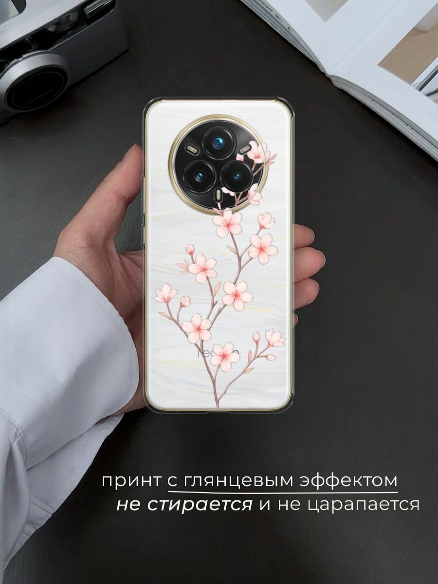Чехол на Realme 14 Pro+ / Реалми 14 Про+ с принтом "Веточка сакуры 2" — фото 1