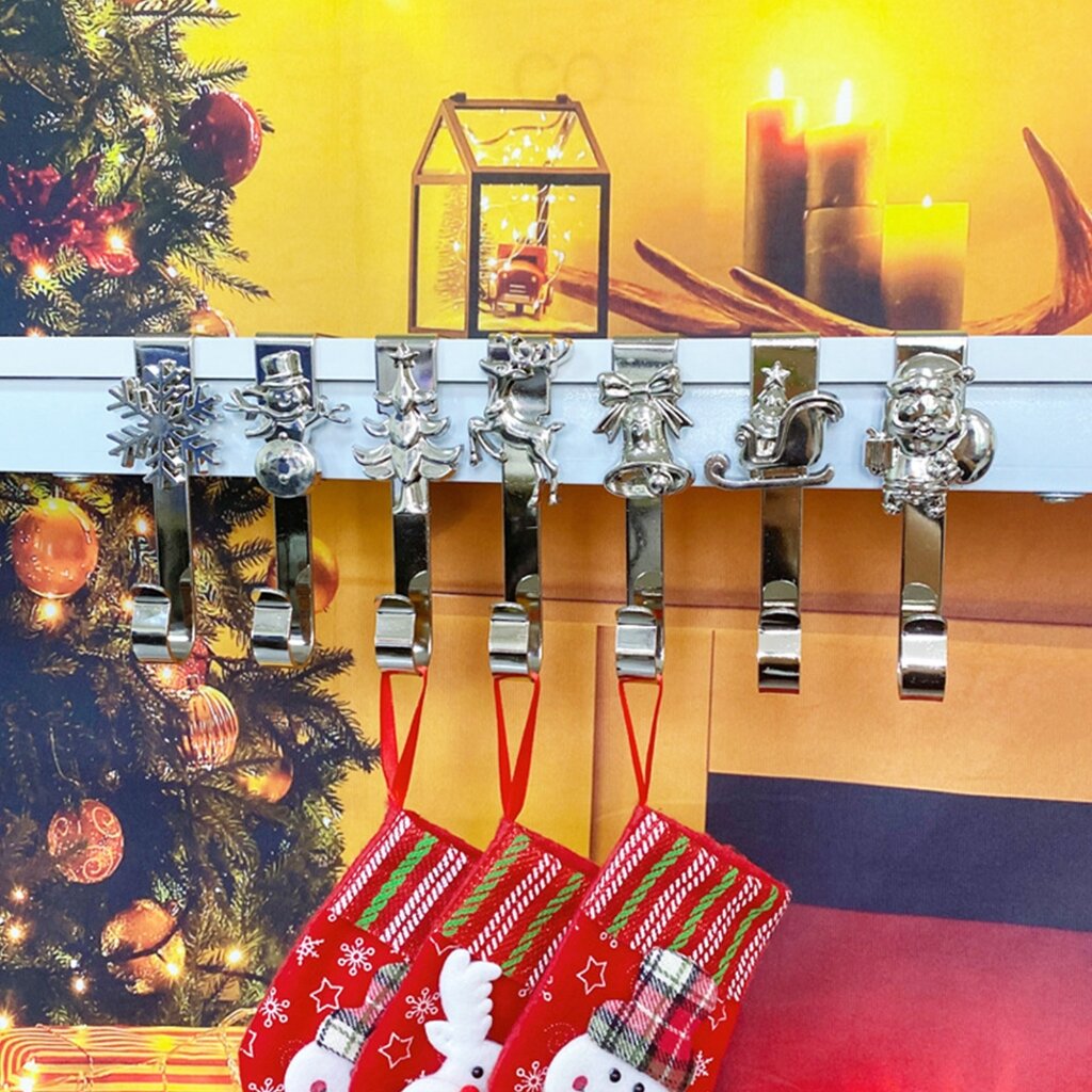 Сезонный декоративный крючок из серебристого металла для каминов, дверных шкафов, стен