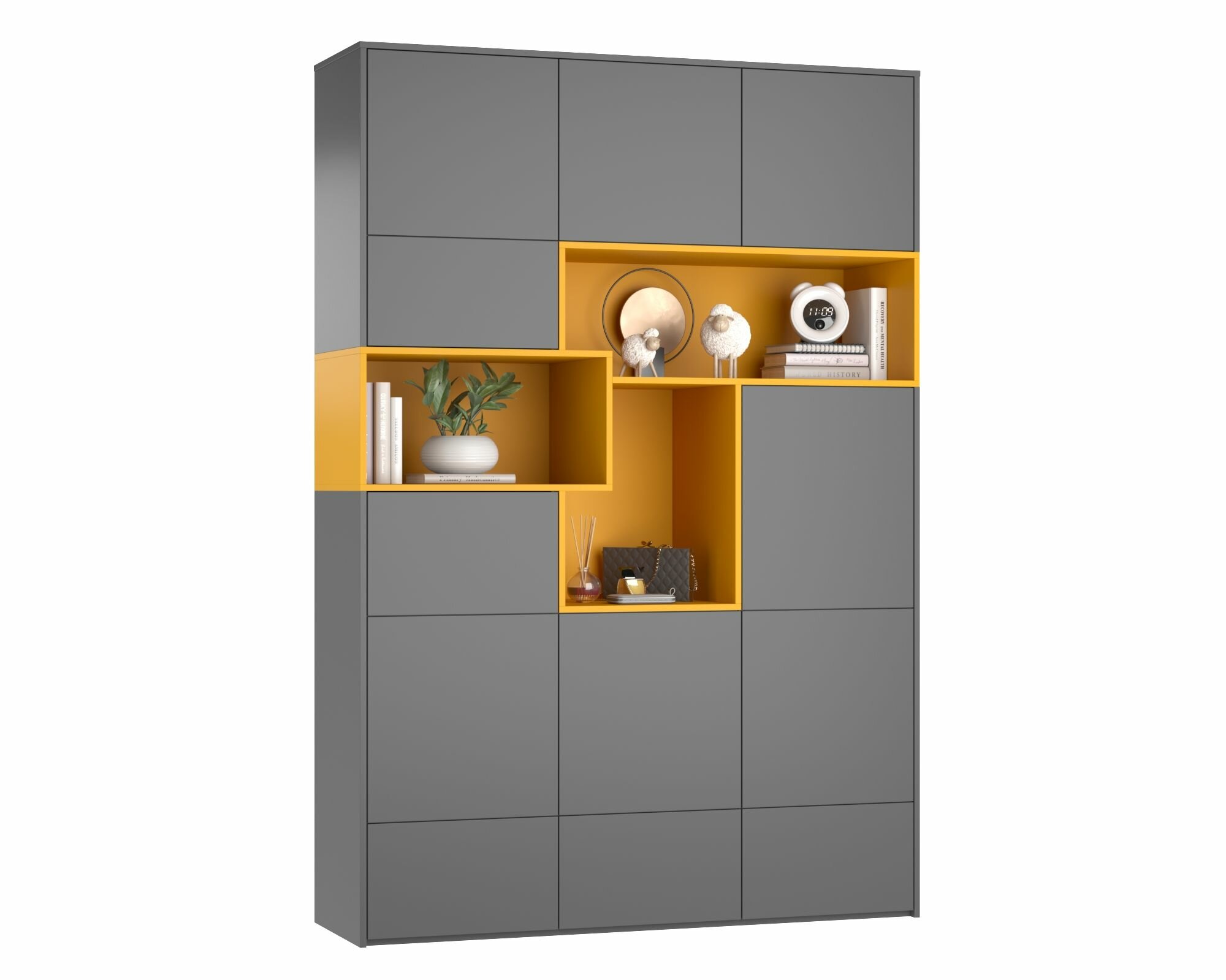 Шкаф распашной для одежды "Рокки 12" 150х220х45 Серый графит / Солнечный свет