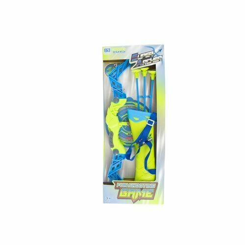 Лук со стрелами на присосках в калчане и мишенью на картоне